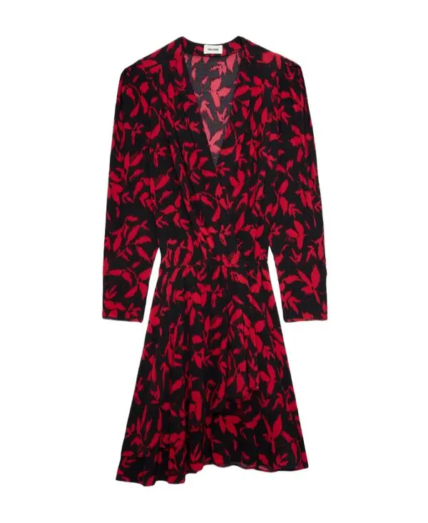 Zadig&Voltaire Rogers Leaf-printed Ruffled Mini Dress