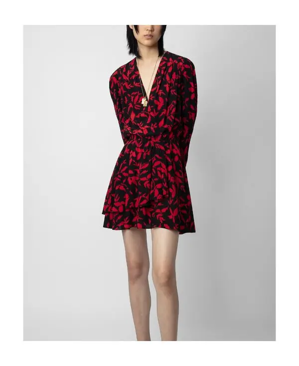 Zadig&Voltaire Rogers Leaf-printed Ruffled Mini Dress