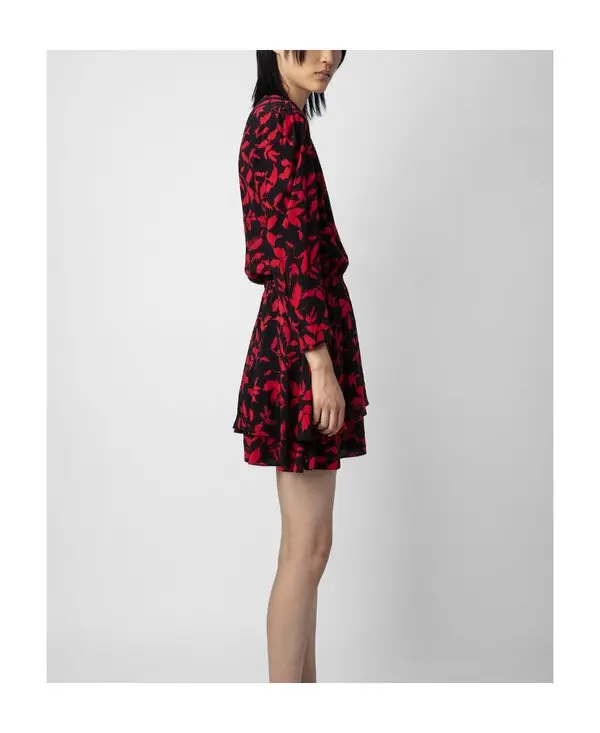 Zadig&Voltaire Rogers Leaf-printed Ruffled Mini Dress