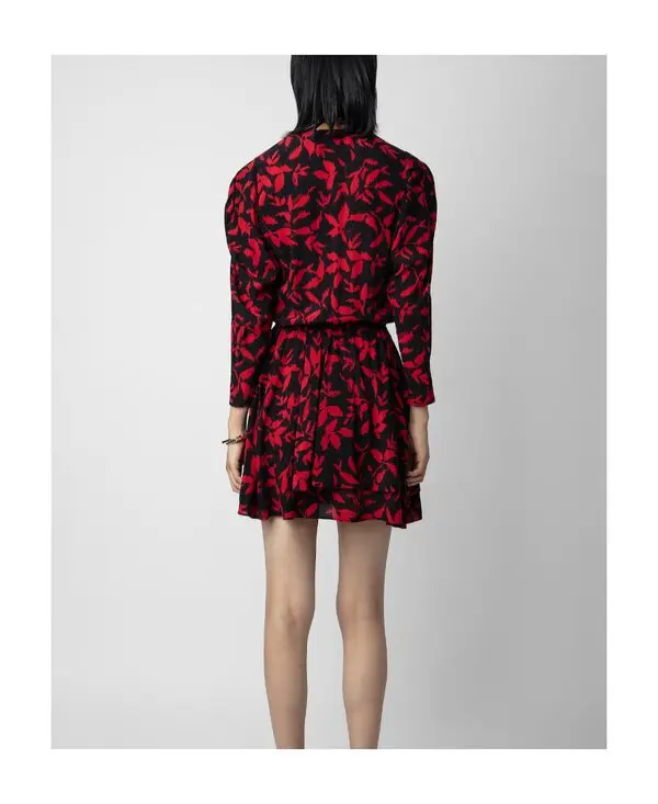 Zadig&Voltaire Rogers Leaf-printed Ruffled Mini Dress