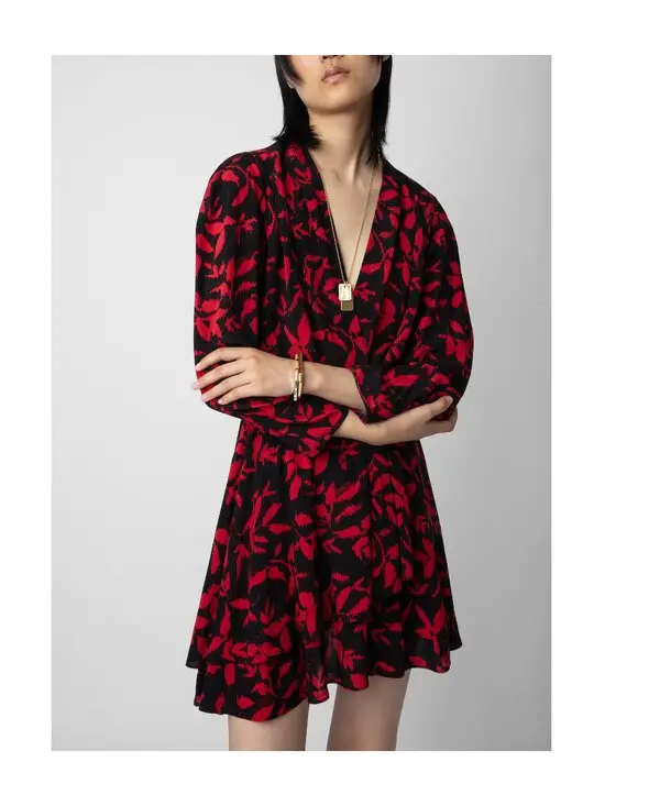 Zadig&Voltaire Rogers Leaf-printed Ruffled Mini Dress
