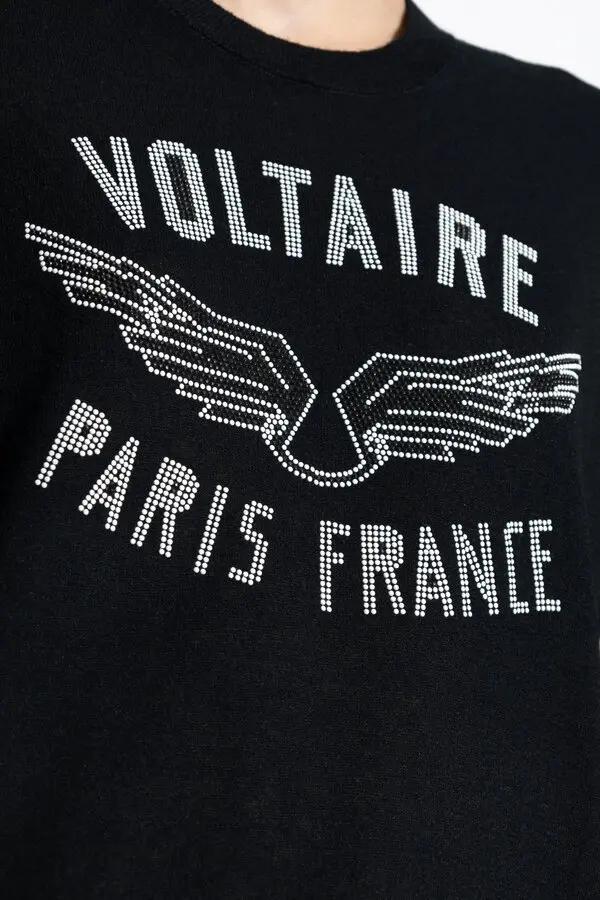 Zadig&Voltaire Ida Diamante Wings Short-sleeved Jumper