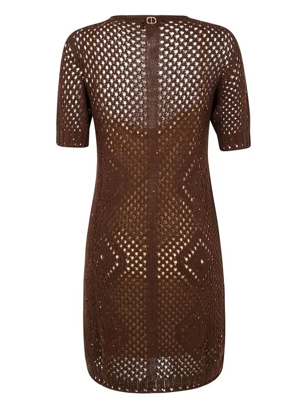 TWINSET Lattice-knit Short-sleeve Dress