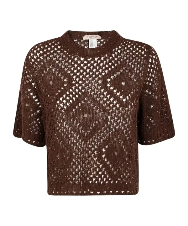 TWINSET Open-knit Short-sleeve Top