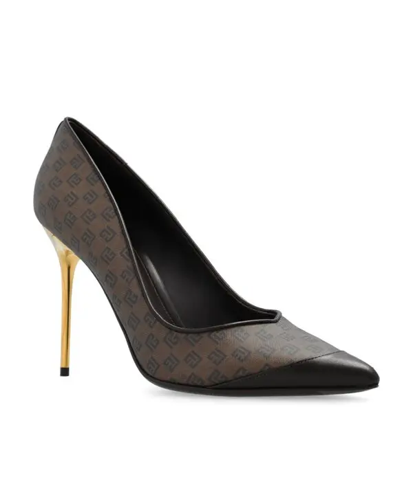 Balmain Monogrammed Pointed-toe Pumps