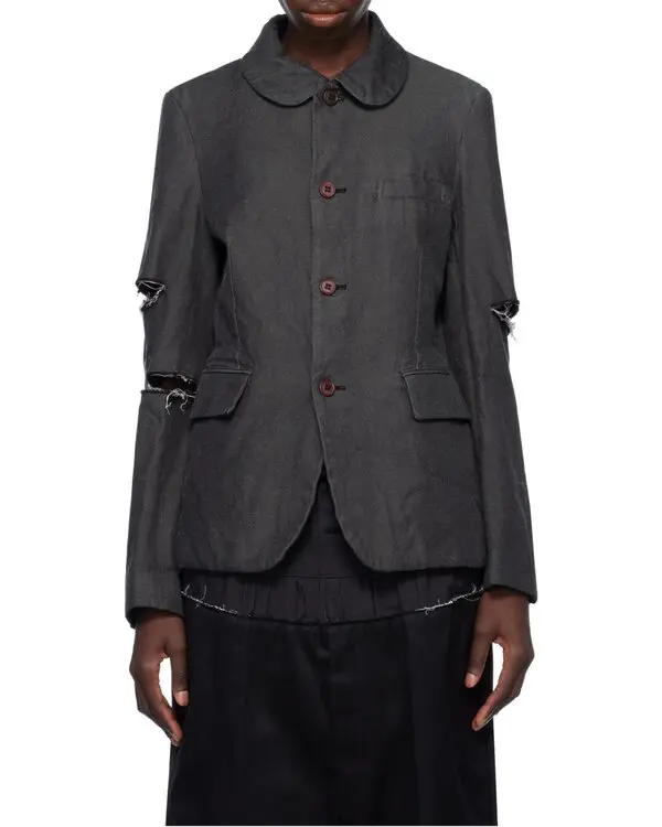 Comme Des Garçons Peter-pan Collar Ripped Overshirt