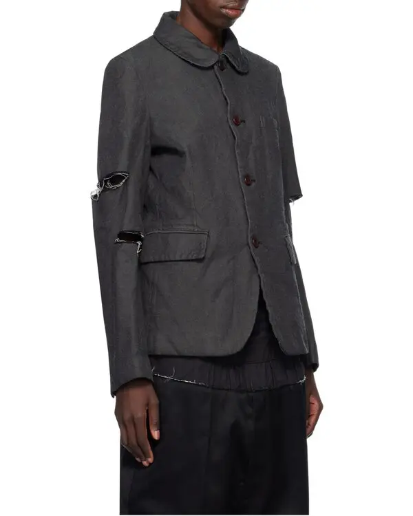 Comme Des Garçons Peter-pan Collar Ripped Overshirt
