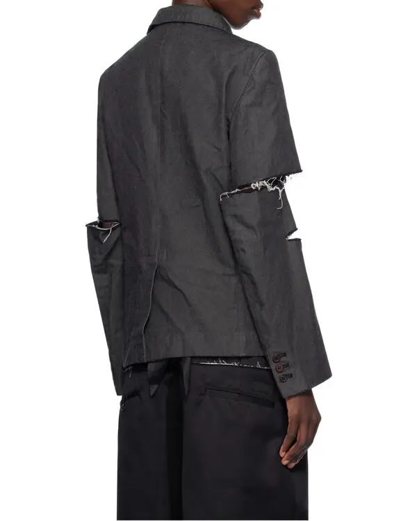 Comme Des Garçons Peter-pan Collar Ripped Overshirt