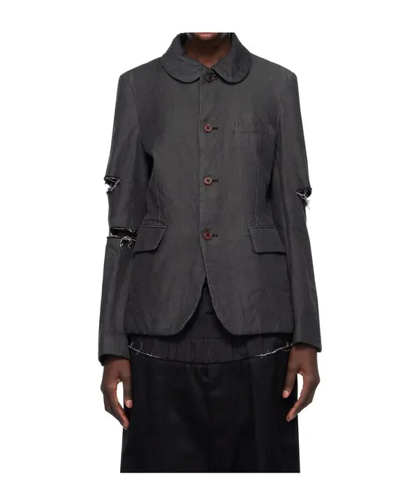 Comme Des Garçons Peter-pan Collar Ripped Overshirt