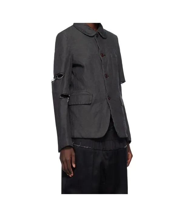 Comme Des Garçons Peter-pan Collar Ripped Overshirt