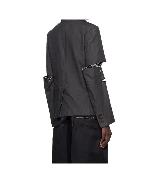 Comme Des Garçons Peter-pan Collar Ripped Overshirt