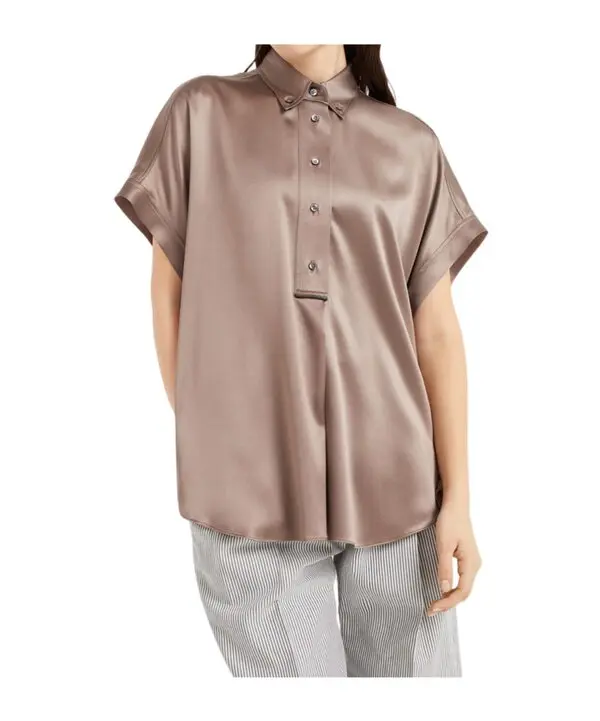 Brunello Cucinelli Short-sleeved Buttoned Blouse