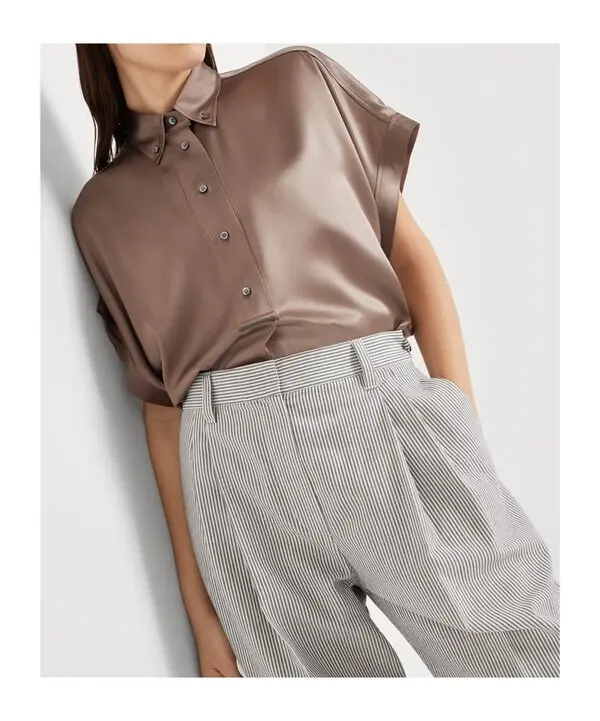 Brunello Cucinelli Short-sleeved Buttoned Blouse