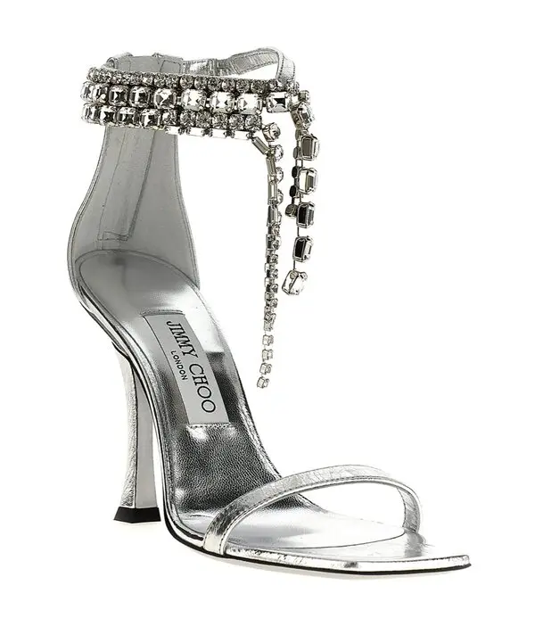 JIMMY CHOO Verity Embellished Strap Heeled Sandals