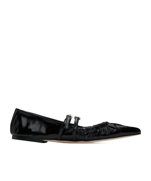 MSGM Calf Leather Ruched Ballet Flats