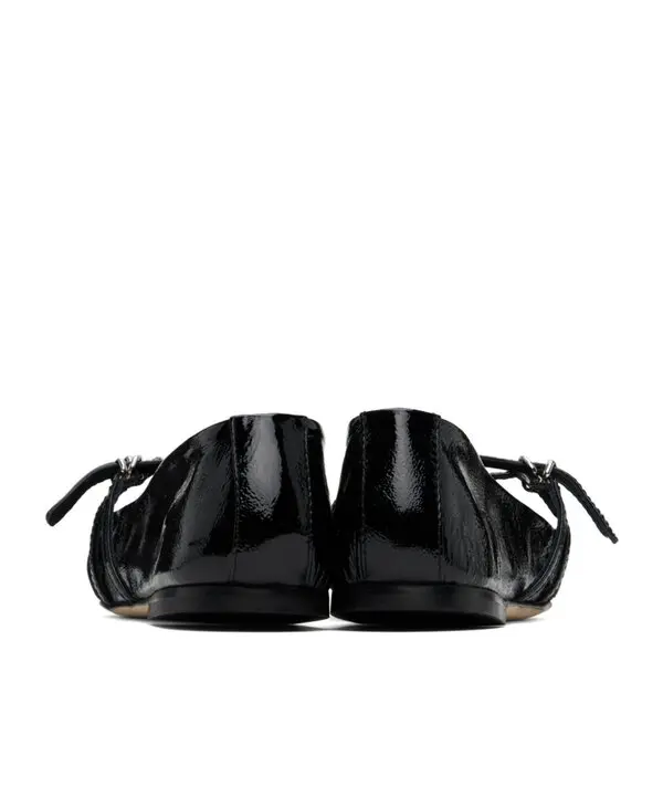 MSGM Calf Leather Ruched Ballet Flats