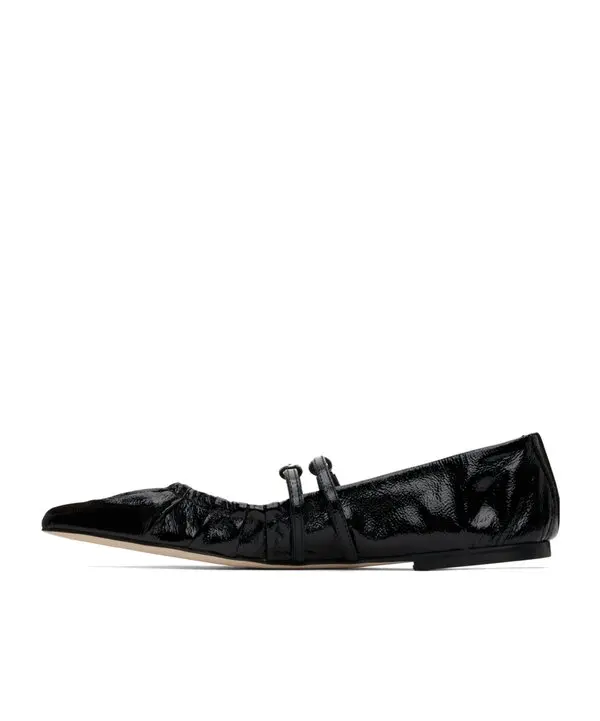 MSGM Calf Leather Ruched Ballet Flats
