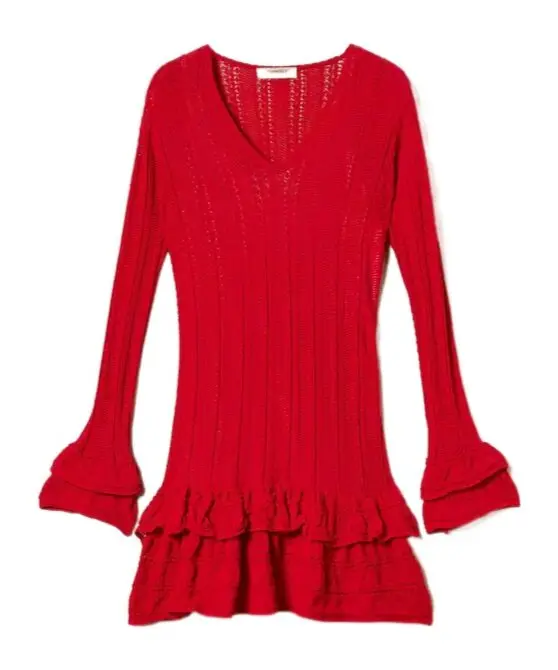 TWINSET Knitted Ruffled Mini Dress