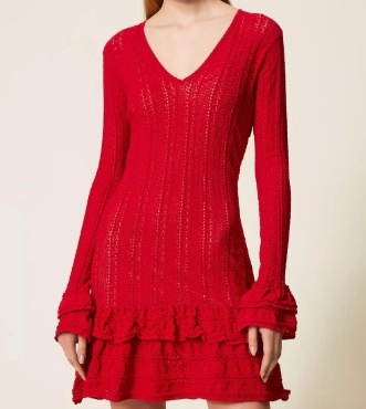 TWINSET Knitted Ruffled Mini Dress
