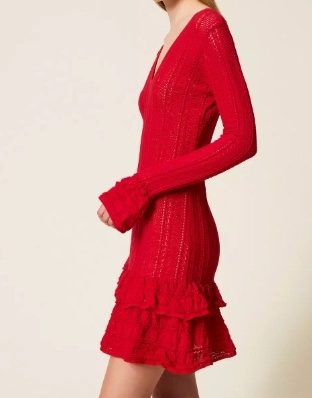 TWINSET Knitted Ruffled Mini Dress