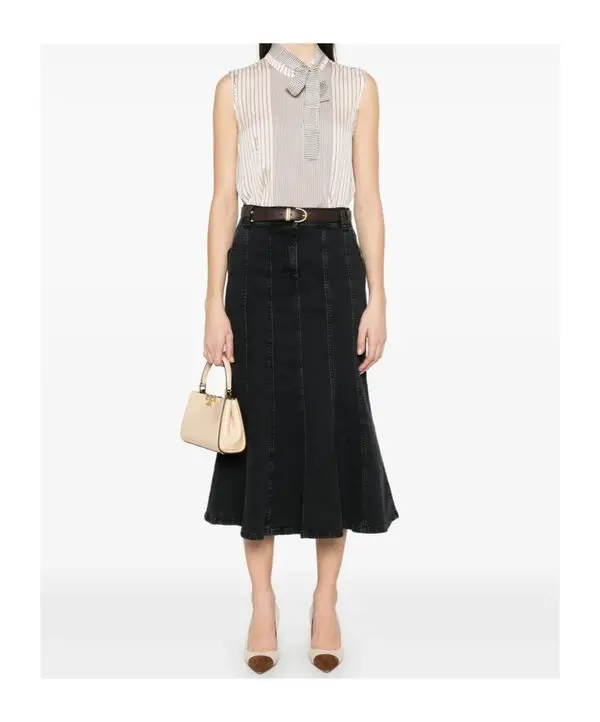 TWINSET Pleated Denim Skirt