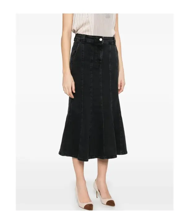 TWINSET Pleated Denim Skirt