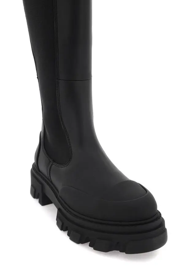 GANNI Stitch Cleated High Chelsea Boots