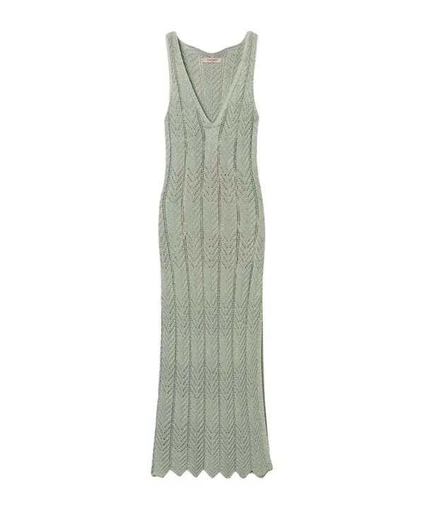 TWINSET Lurex Knit Midi Dress - Gray