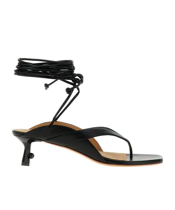 Off-White Lollipop Open Toe Lace-up Sandals - Black