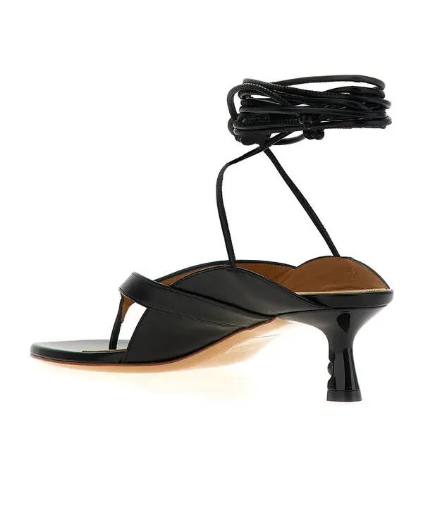 Off-White Lollipop Open Toe Lace-up Sandals - Black