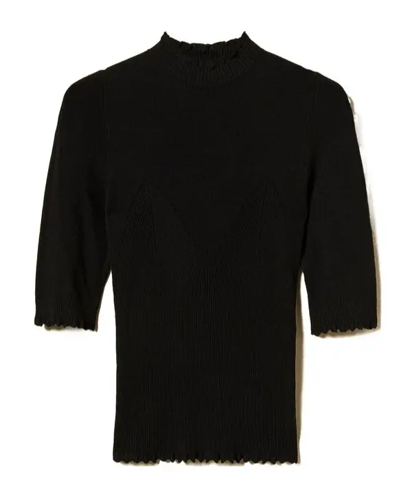 TWINSET Knitted T-shirt With Perforated Pattern