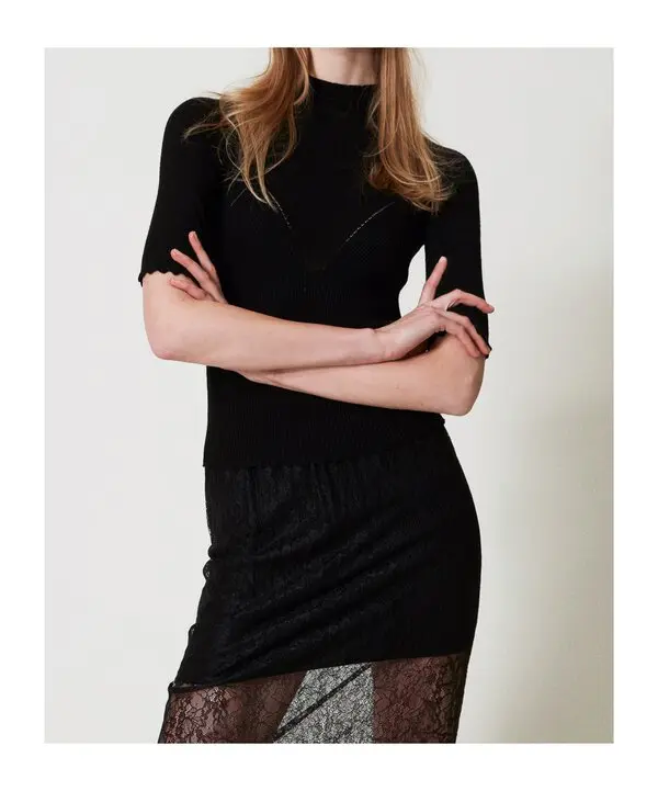 TWINSET Knitted T-shirt With Perforated Pattern
