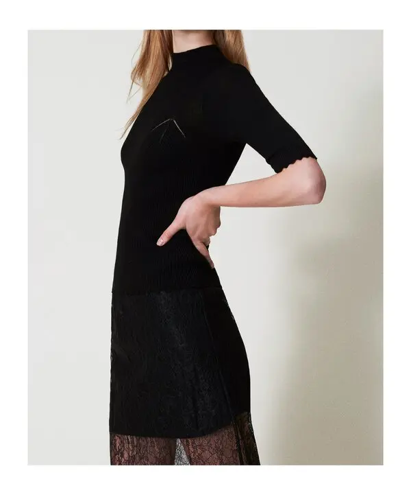 TWINSET Knitted T-shirt With Perforated Pattern