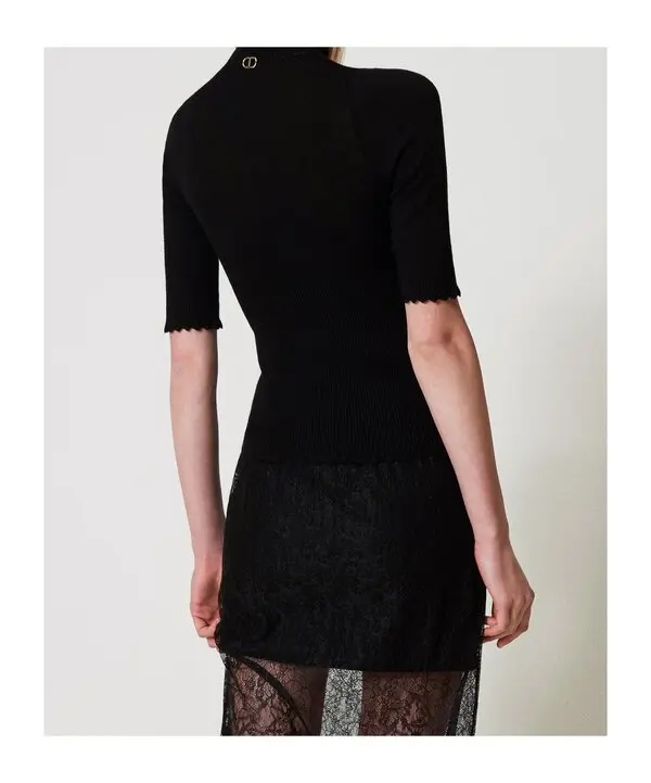 TWINSET Knitted T-shirt With Perforated Pattern
