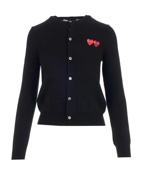 Play Comme Des Garcon Logo Embroidered Buttoned Cardigan