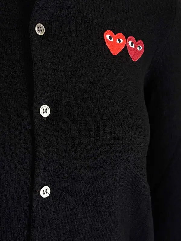 Play Comme Des Garcon Logo Embroidered Buttoned Cardigan