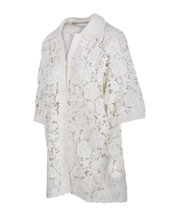 P.a.r.o.s.h Floral Embroidered Knit Polo Top