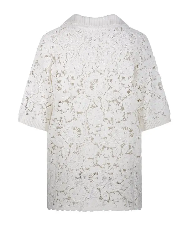 P.a.r.o.s.h Floral Embroidered Knit Polo Top