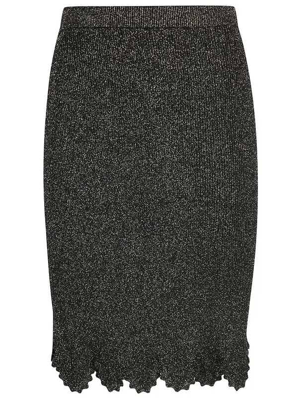 Chloé Ribbed Knitted Scallop Midi Skirt