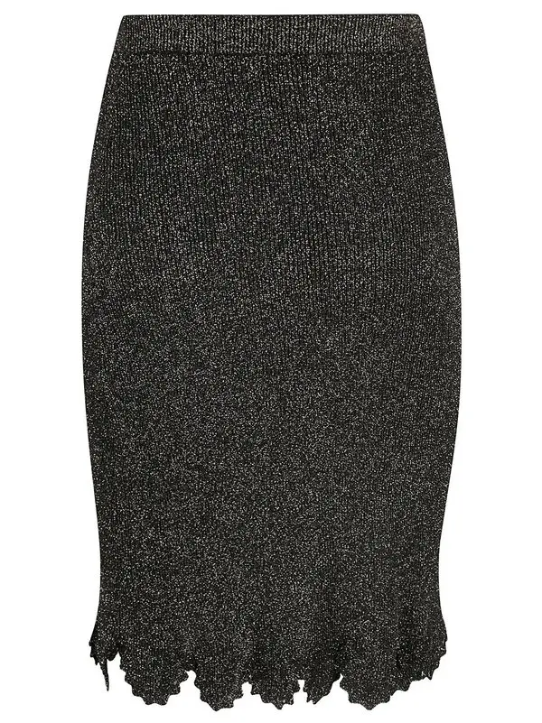 Chloé Ribbed Knitted Scallop Midi Skirt