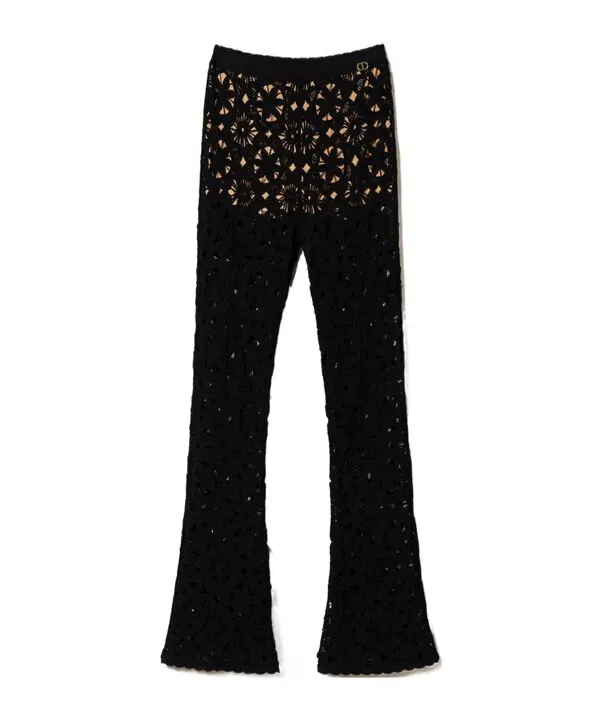 TWINSET Floral-crochet Flared Trousers