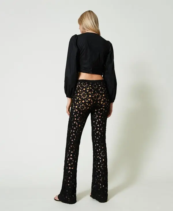 TWINSET Floral-crochet Flared Trousers