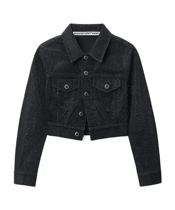 Alexander Wang Embellished Collared Denim Jacket