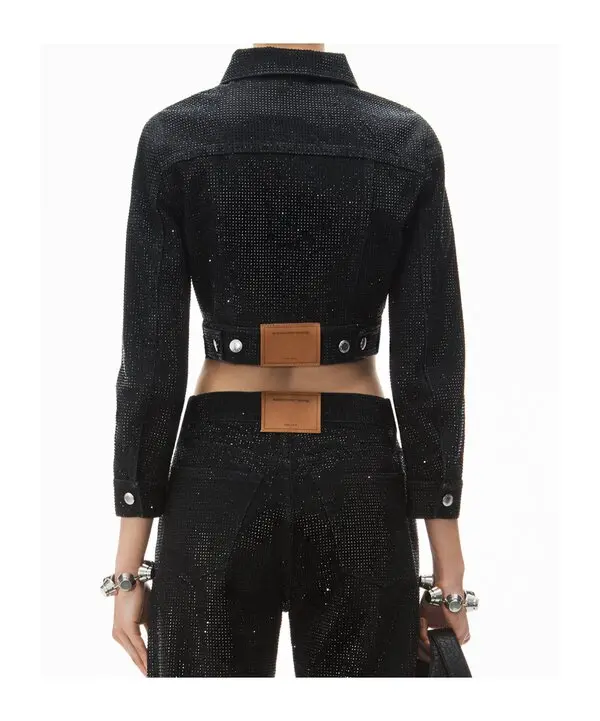Alexander Wang Embellished Collared Denim Jacket