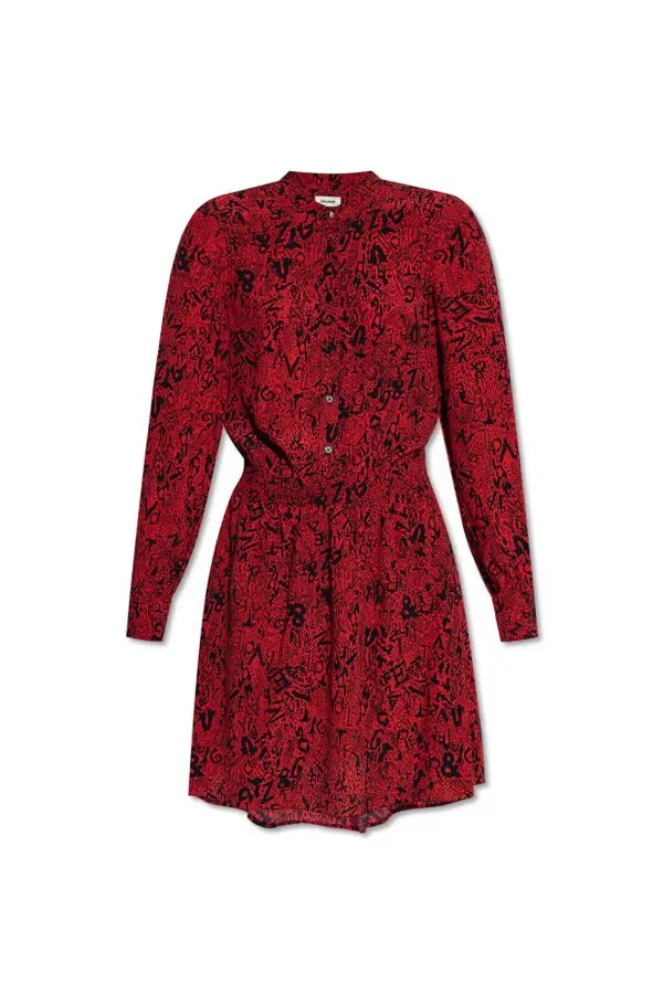 Zadig&Voltaire Refla Logo Patterned Long Sleeve Dress
