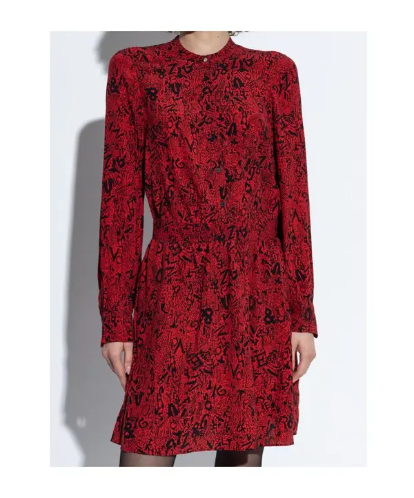 Zadig&Voltaire Refla Logo Patterned Long Sleeve Dress