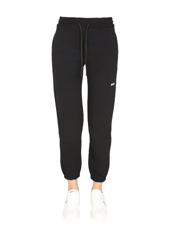 MSGM Logo Printed Drawstring Pants
