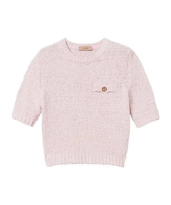 TWINSET Oval T Button Cropped Jumper