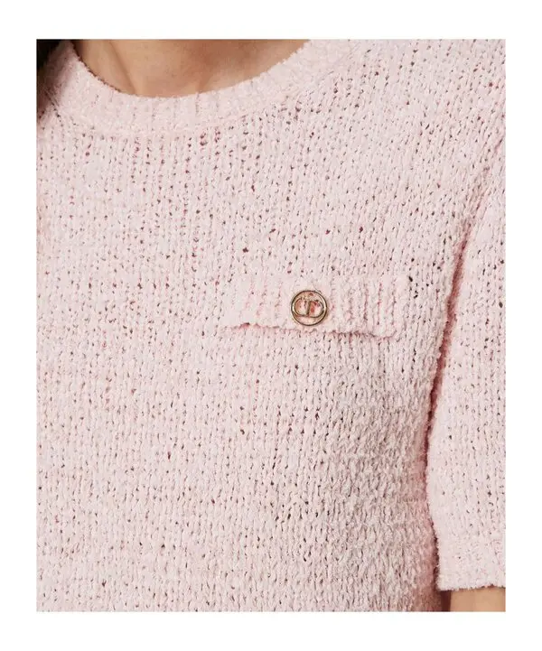 TWINSET Oval T Button Cropped Jumper