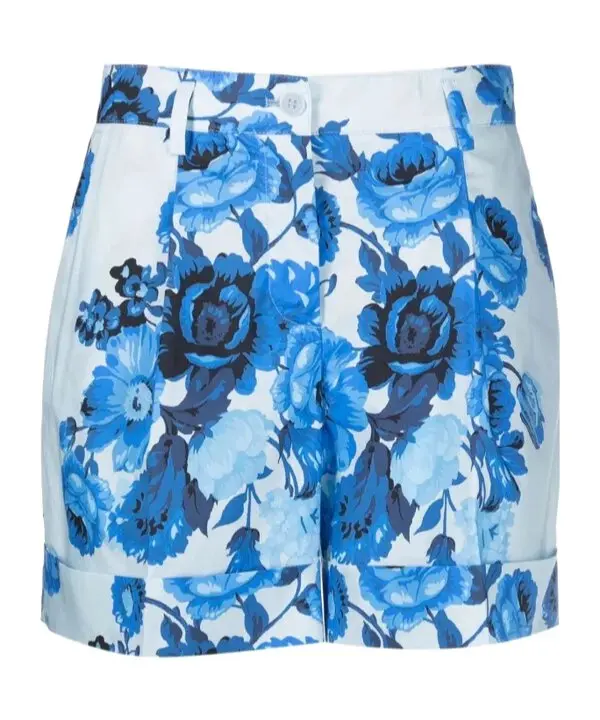 P.a.r.o.s.h Floral-print High-waisted Shorts - Blue